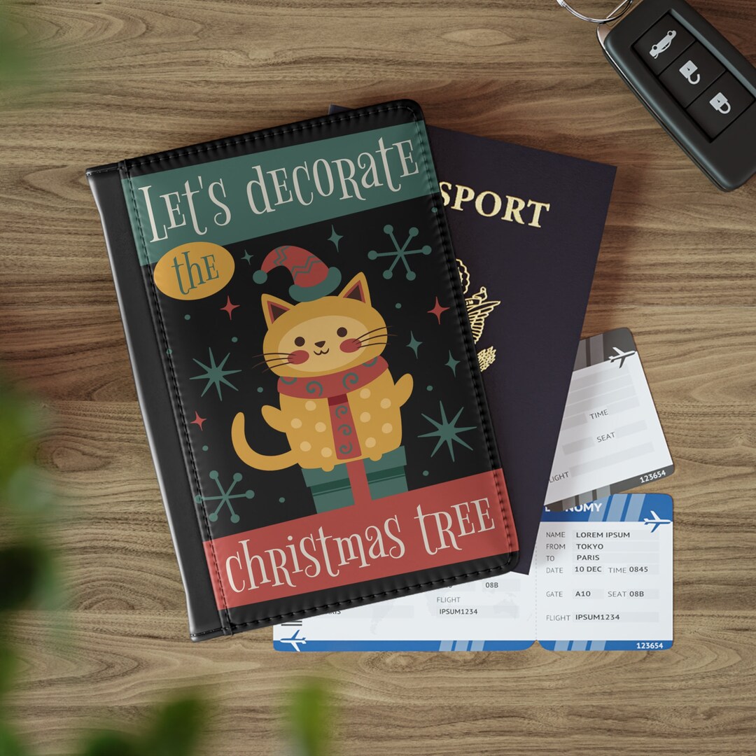 Christmas Cat Passport Cover Gift for Cat Lover Cute XMAS - Etsy
