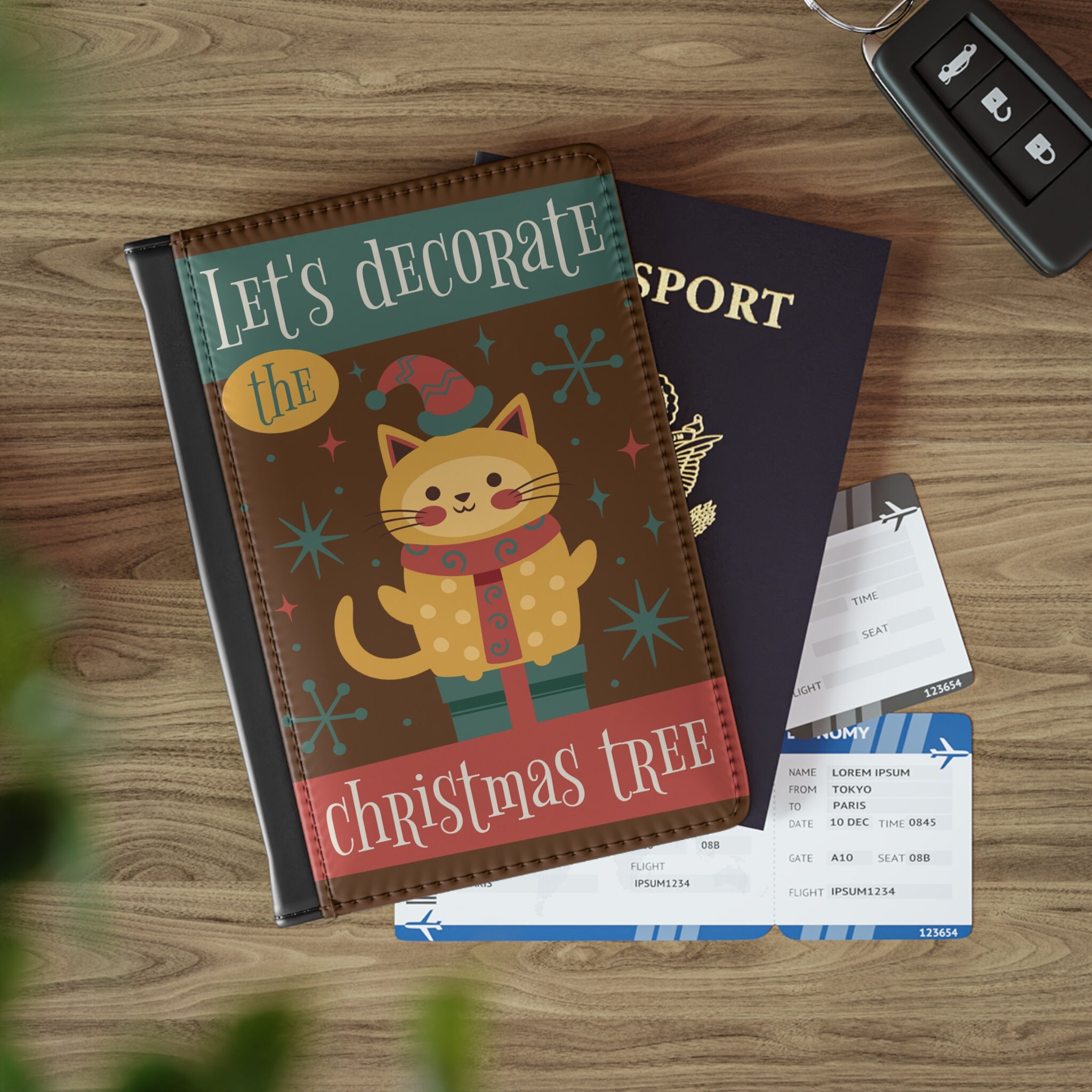 Christmas Cat Passport Cover Gift for Cat Lover Cute XMAS - Etsy