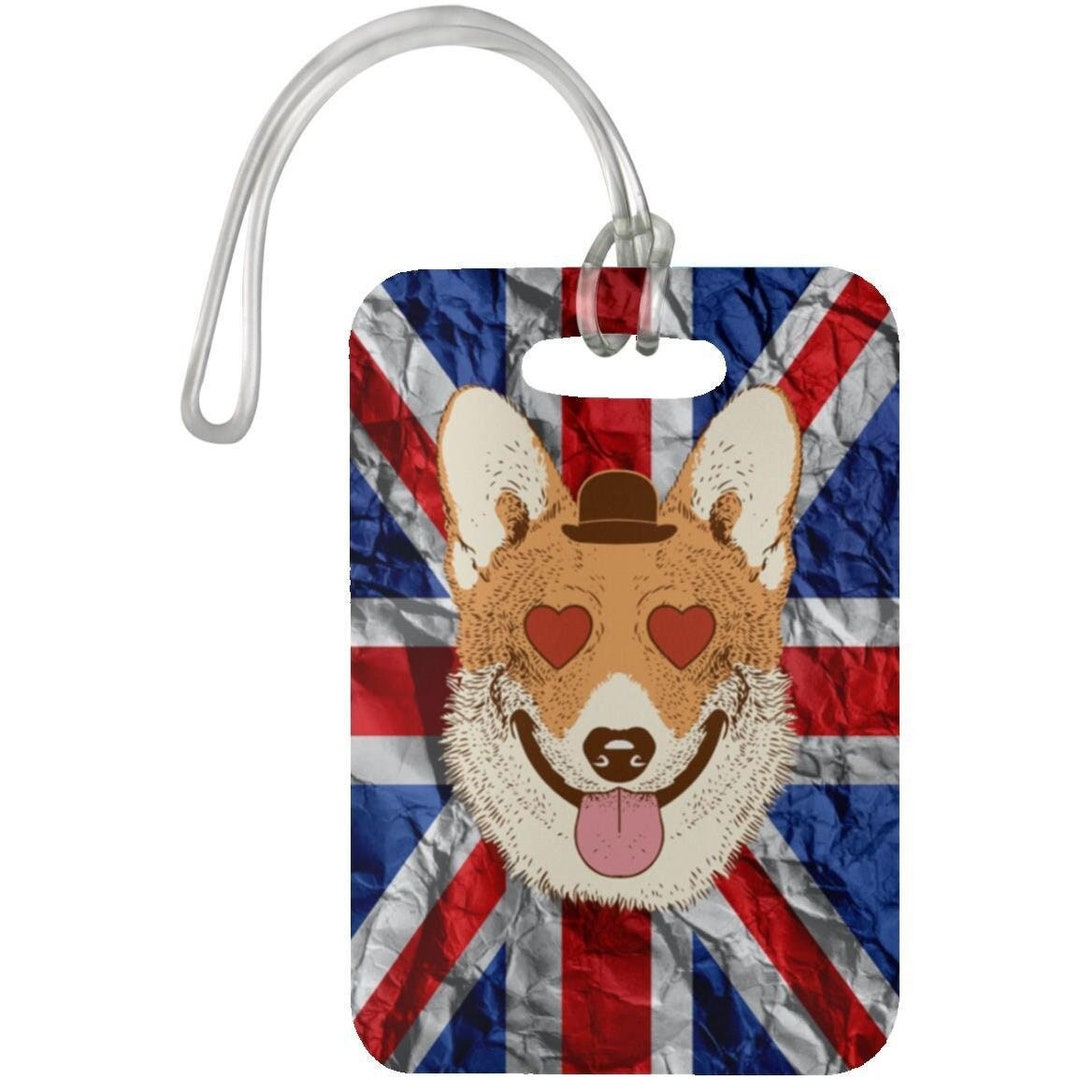Funny Corgi Luggage Tag Union Jack, Corgi Dog Gift for Traveler for ...