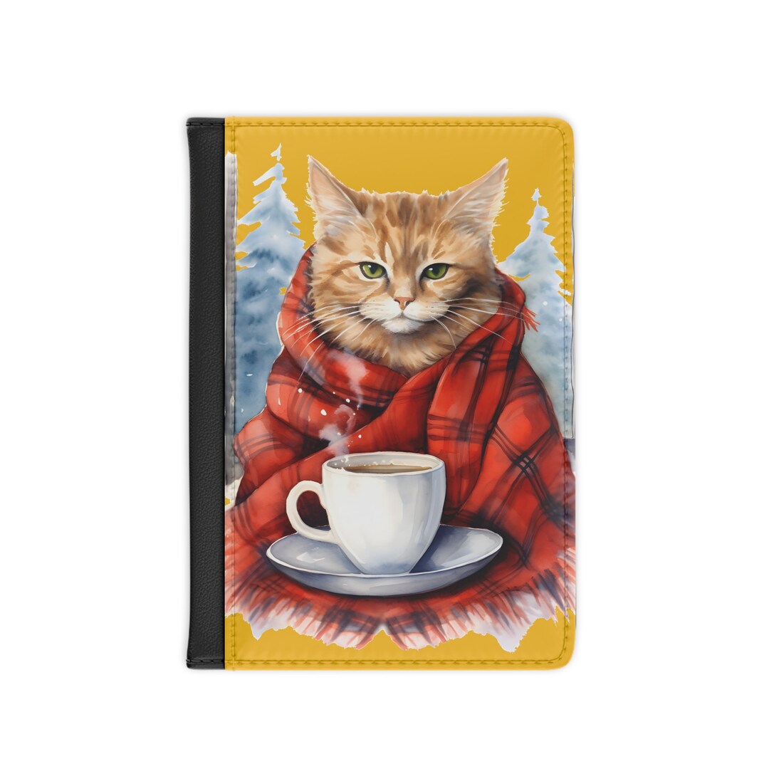 Cat Passport Cover, Cute Kitten Christmas Passport Holder, Faux Leather ...