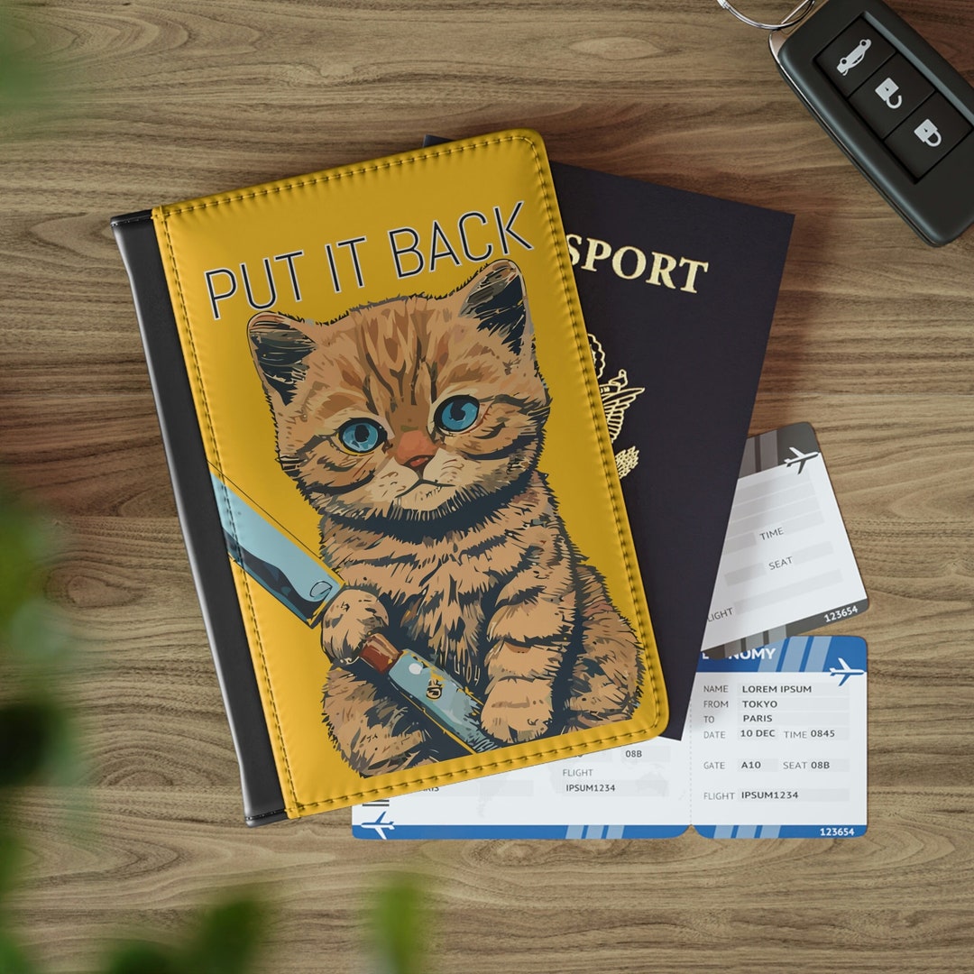 Funny Cat Passport Holder Kitten Kids Travel Accessories - Etsy