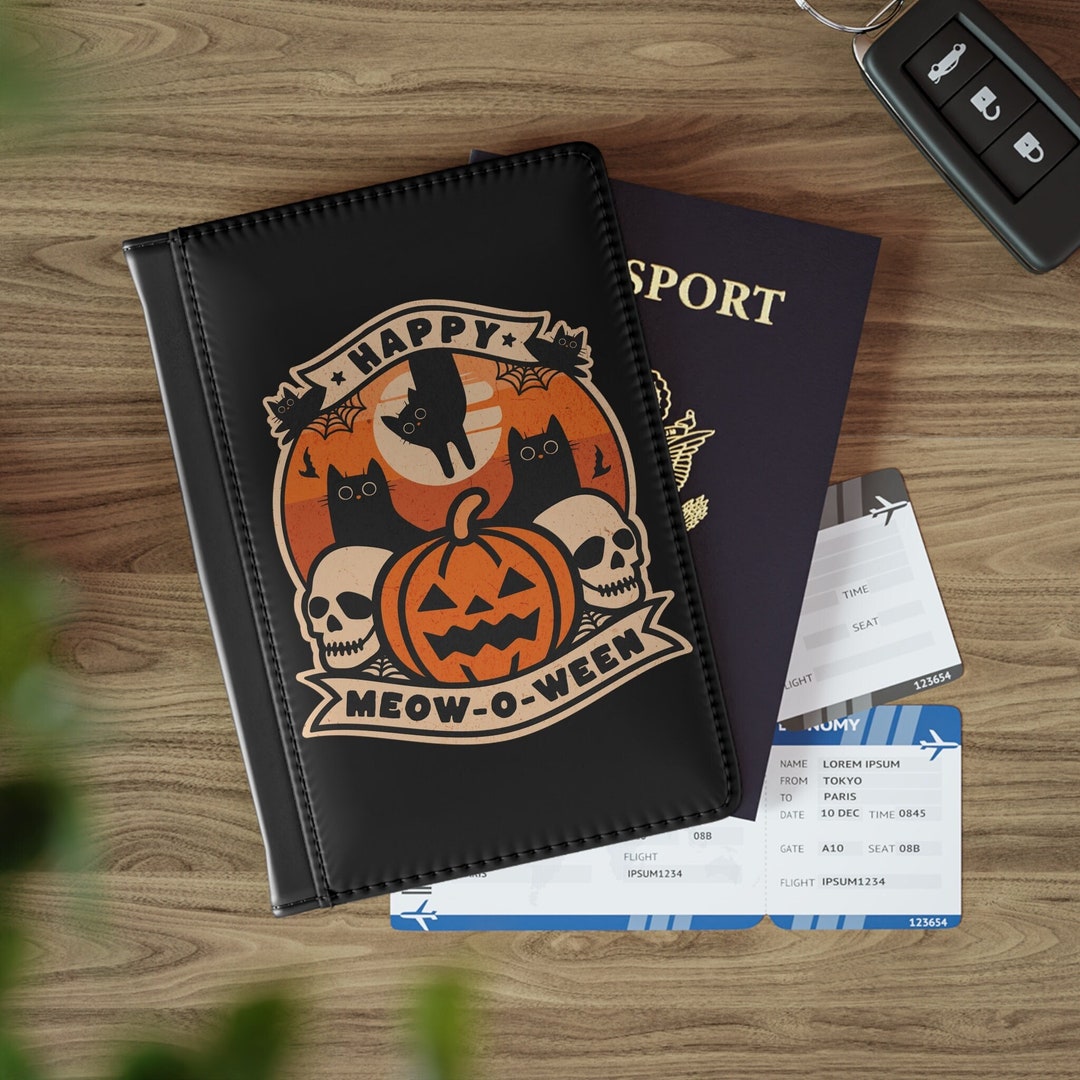 Happy Halloween MEOW Funny Cat Passport Cover Kitten Passport - Etsy