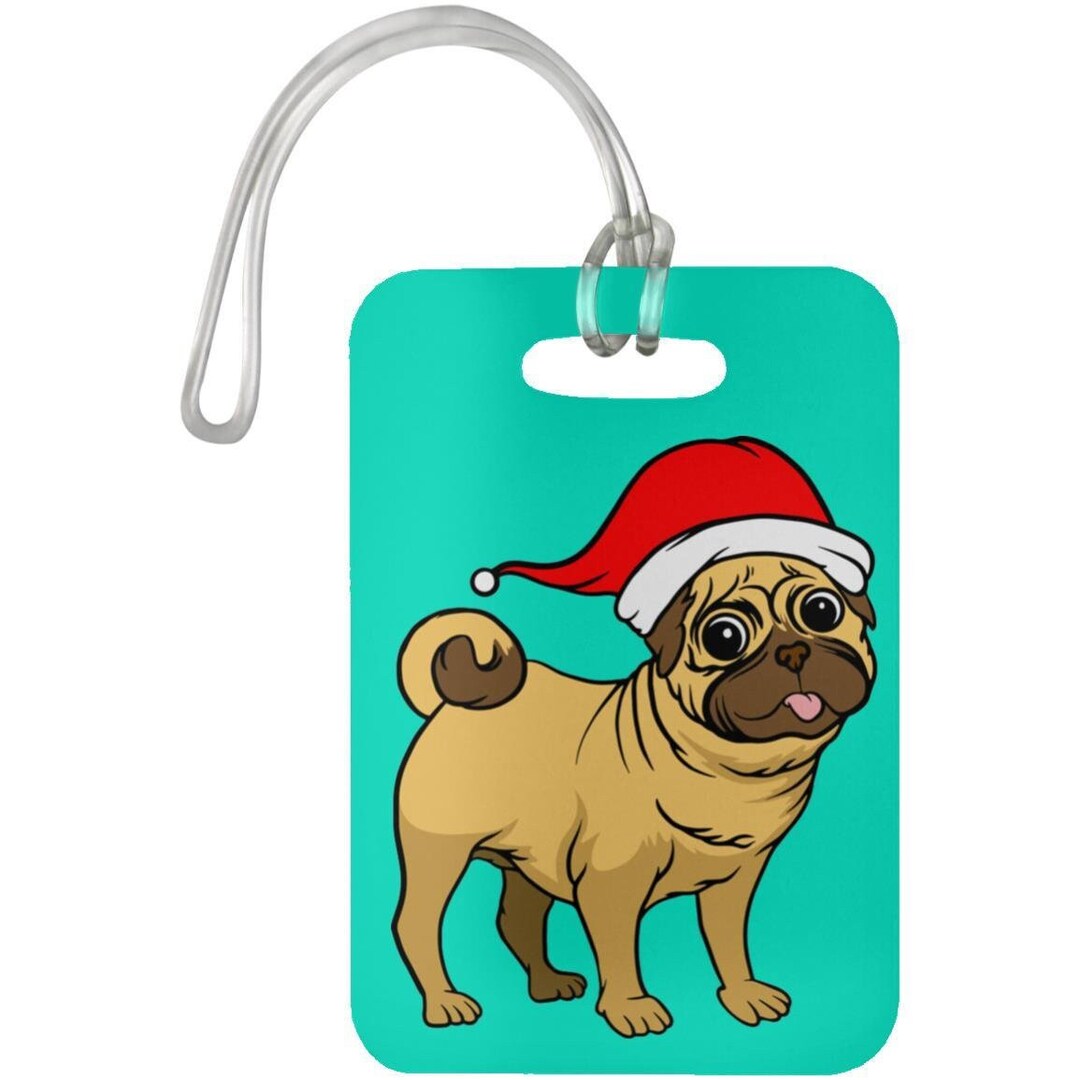 Cute Santa PUG Luggage Tags Customizable Christmas Gift Bag ...