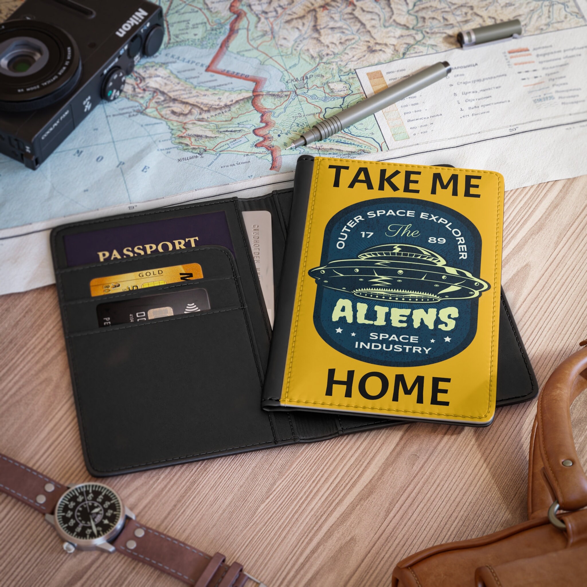 UFO Passport Holder, Take Me Home Alien Passport Cover, Outerspace ...