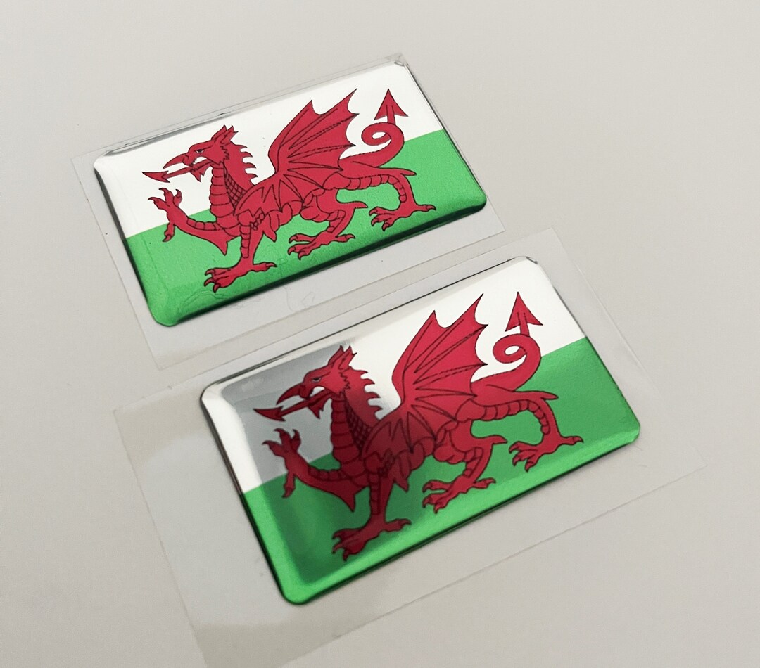 2 Pcs X Flag of Wales Stickers (32x20 Mm or 50x30 Mm) Flag Decal 3D ...