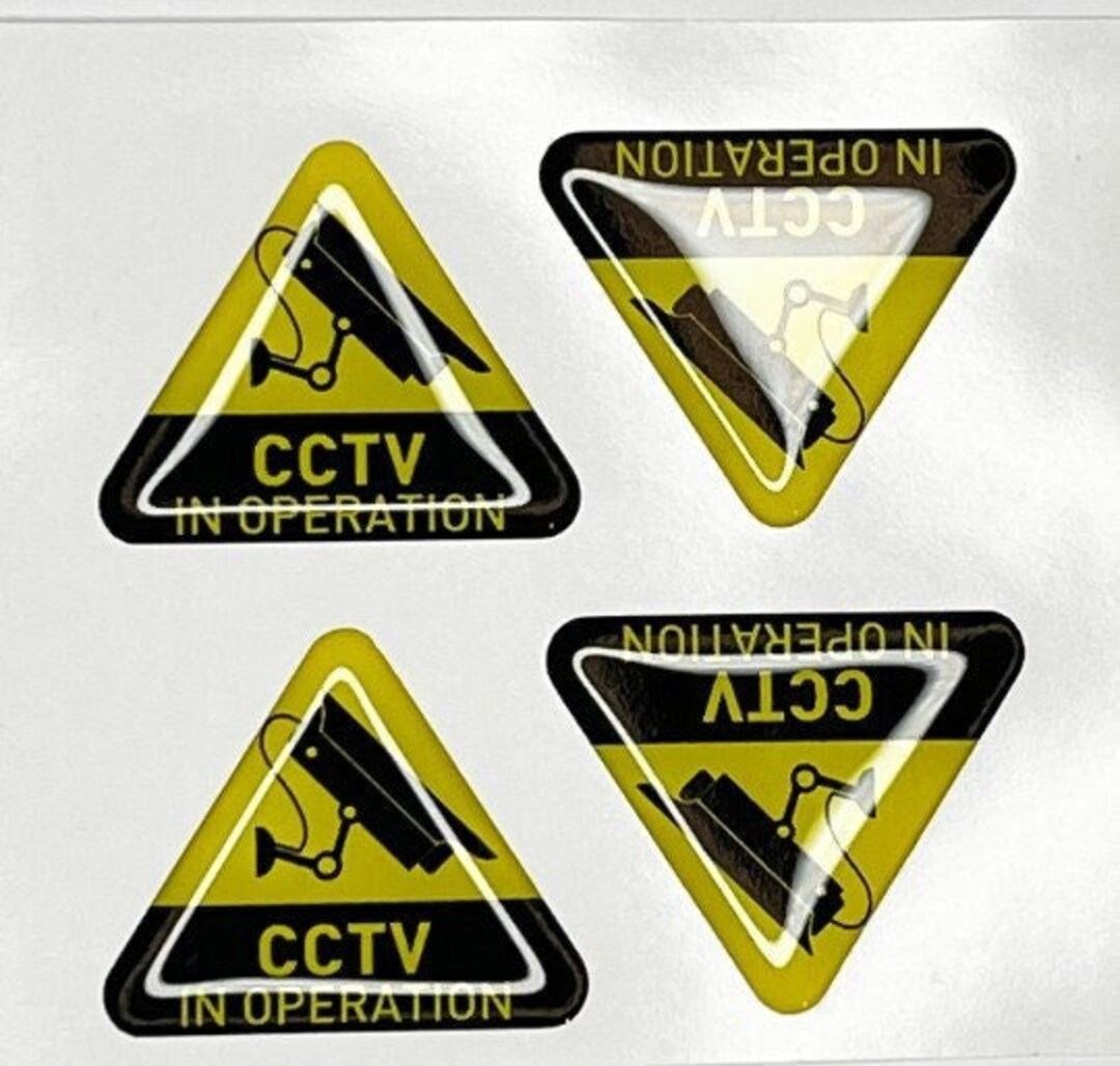 4 Pcs CCTV in Operation 3D Domed Polymer Stickers, Decals, Gel Stickers ...