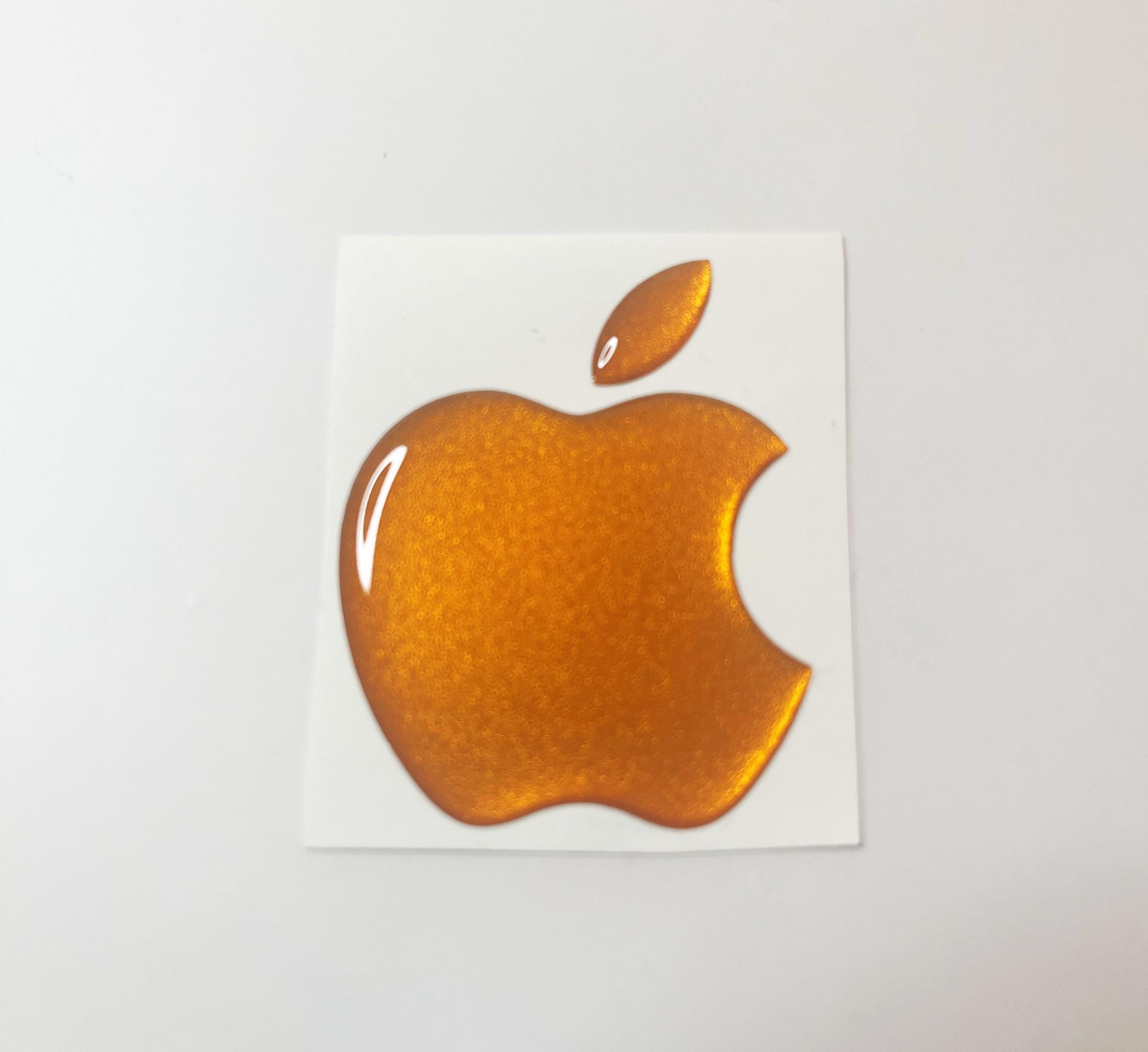 3D Domed Apple Logo Sticker: Orange Glitter Vinyl Decal - Etsy
