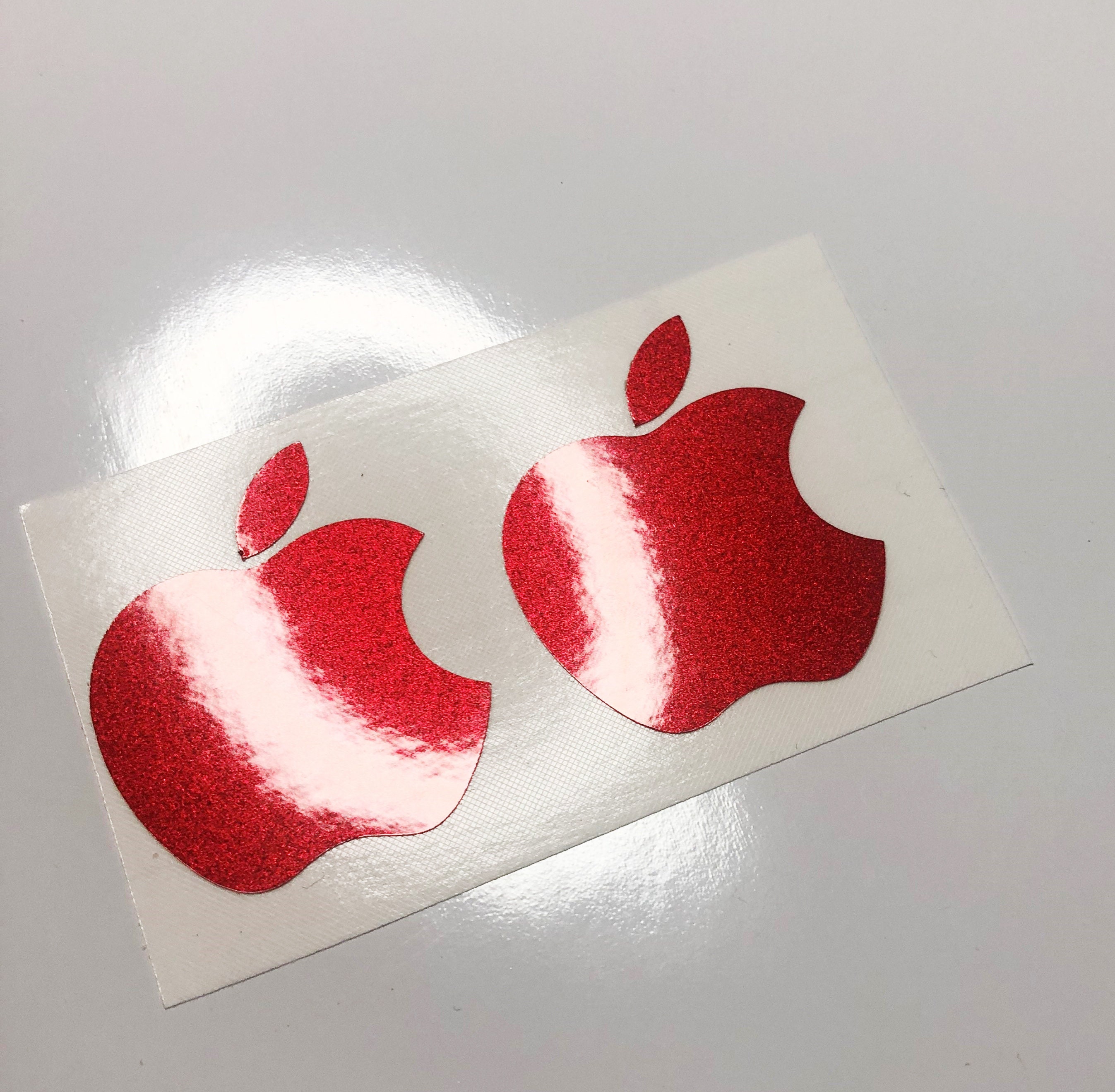 Red Glittery Apple Logo Vinyl Decal for Macbook, Iphone, iPad - Etsy