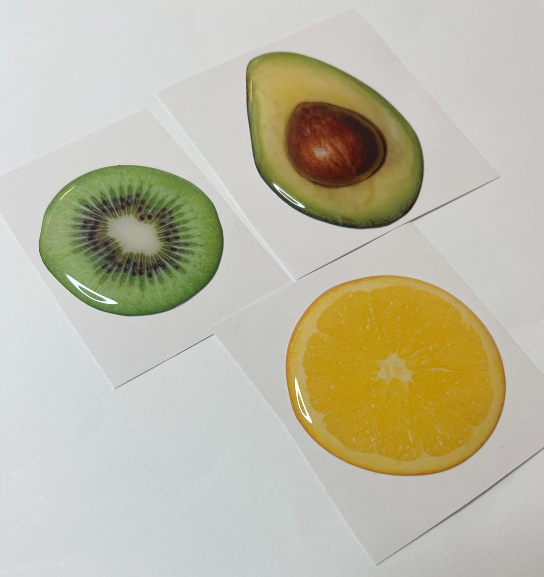 3D Resin Stickers (fruits & Vegetables, Fried Egg), Epoxy Stickers ...