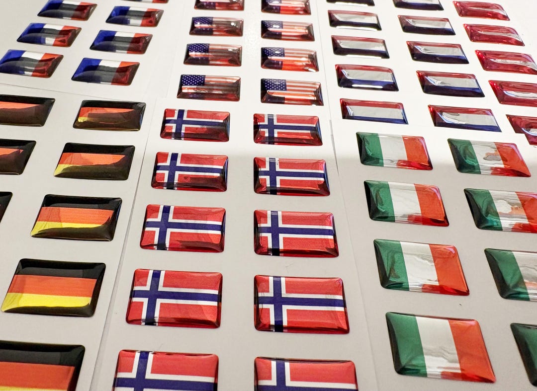 10 Pcs Mini 3D Flag Stickers | Resin Country Flags | 17x11mm | Car ...