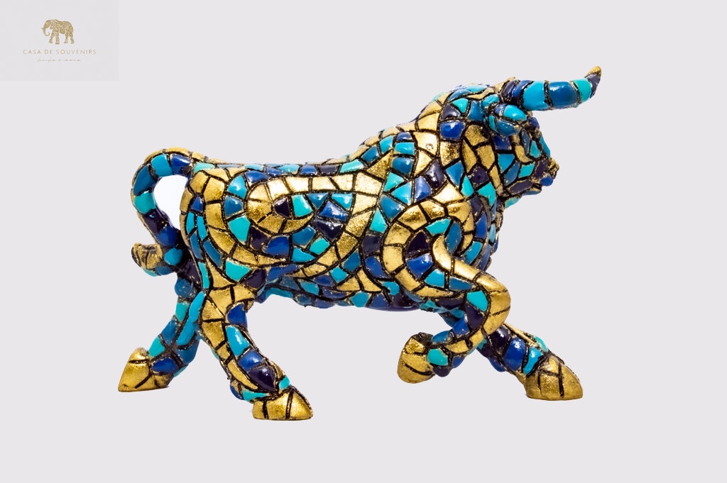 Golden Blue Bull Statue Made With Marble Dust and With Enamel. It's the ...