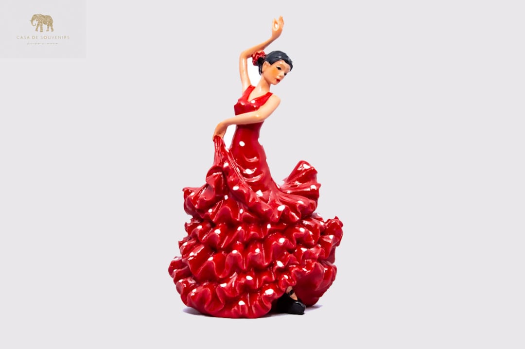 Spanish Red Flamenco Dancer, Figurine Hand Painted and Handmade in ...