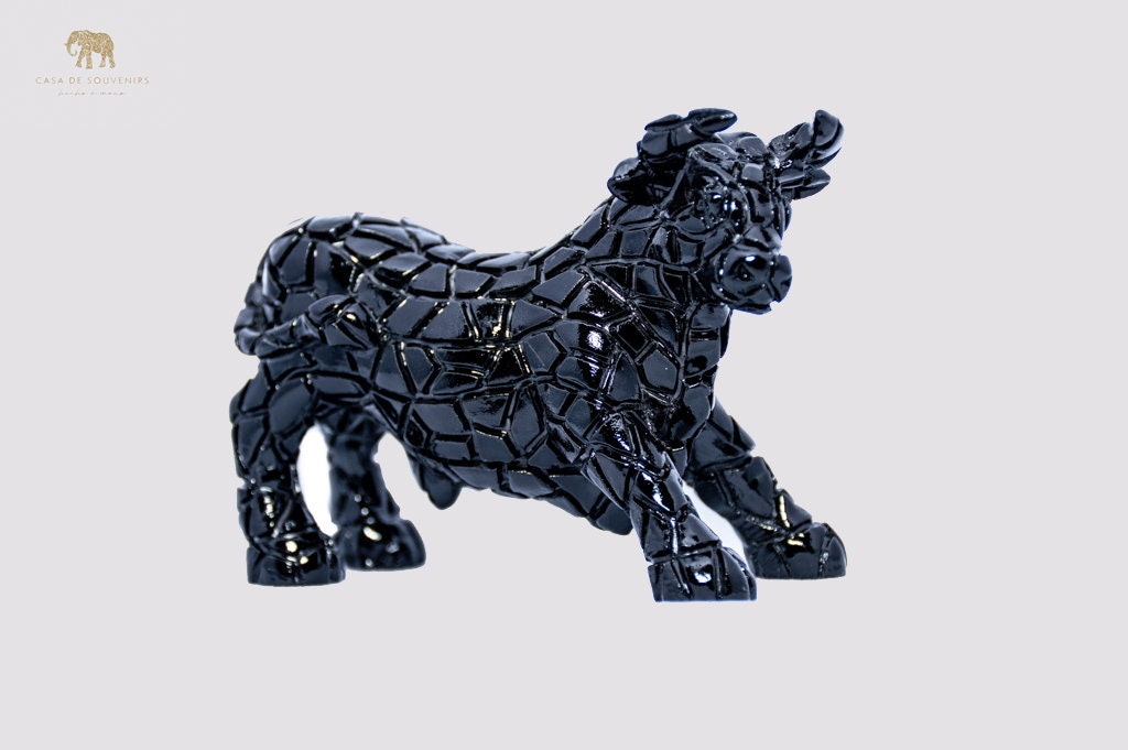 Mosaic Black Bull Statue Made With Marble Dust and With - Etsy