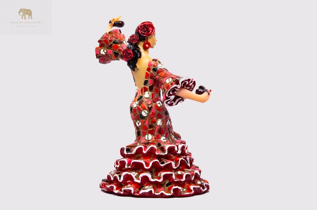 Mosaic Spanish Flamenco Dancer Red and Blue Statue Made With Marble ...