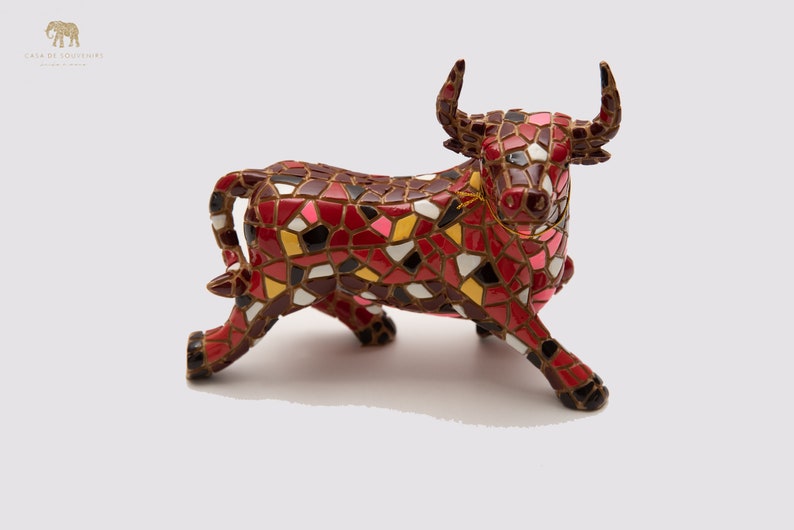 Mosaic Red Bull Statue Made With Marble Dust and With Enamel. - Etsy