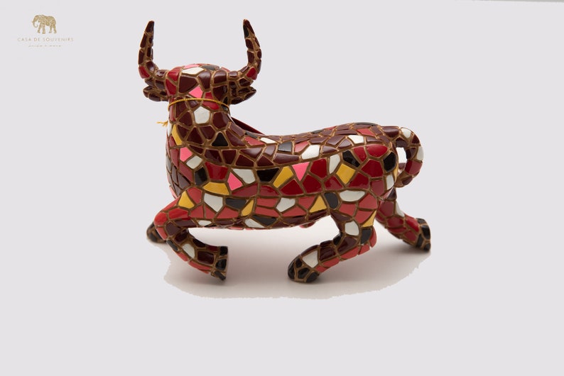 Mosaic Red Bull Statue Made With Marble Dust and With Enamel. - Etsy