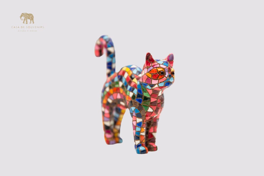 Mix Colors Mosaic Cat Stand Statue Made With Marble Dust and With ...