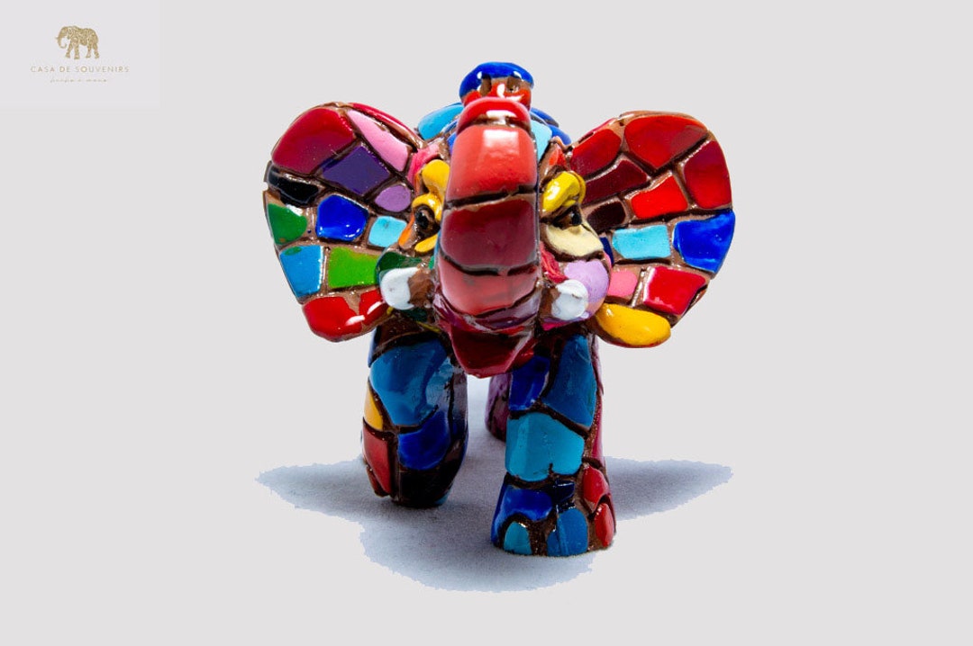 Red and Blue Elephant , Elephant Figurine, Elephant Statue, Decorative ...