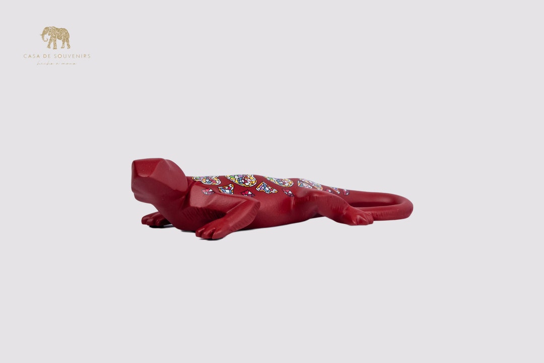 Red Salamander Handmade and Hand Painted With Flowers Design One of the ...