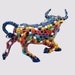 Mosaic Blue Bull Statue With Big Horns Made With Marble Dust and With ...
