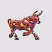 Mosaic Red Bull Statue With Big Horns Made With Marble Dust and With ...