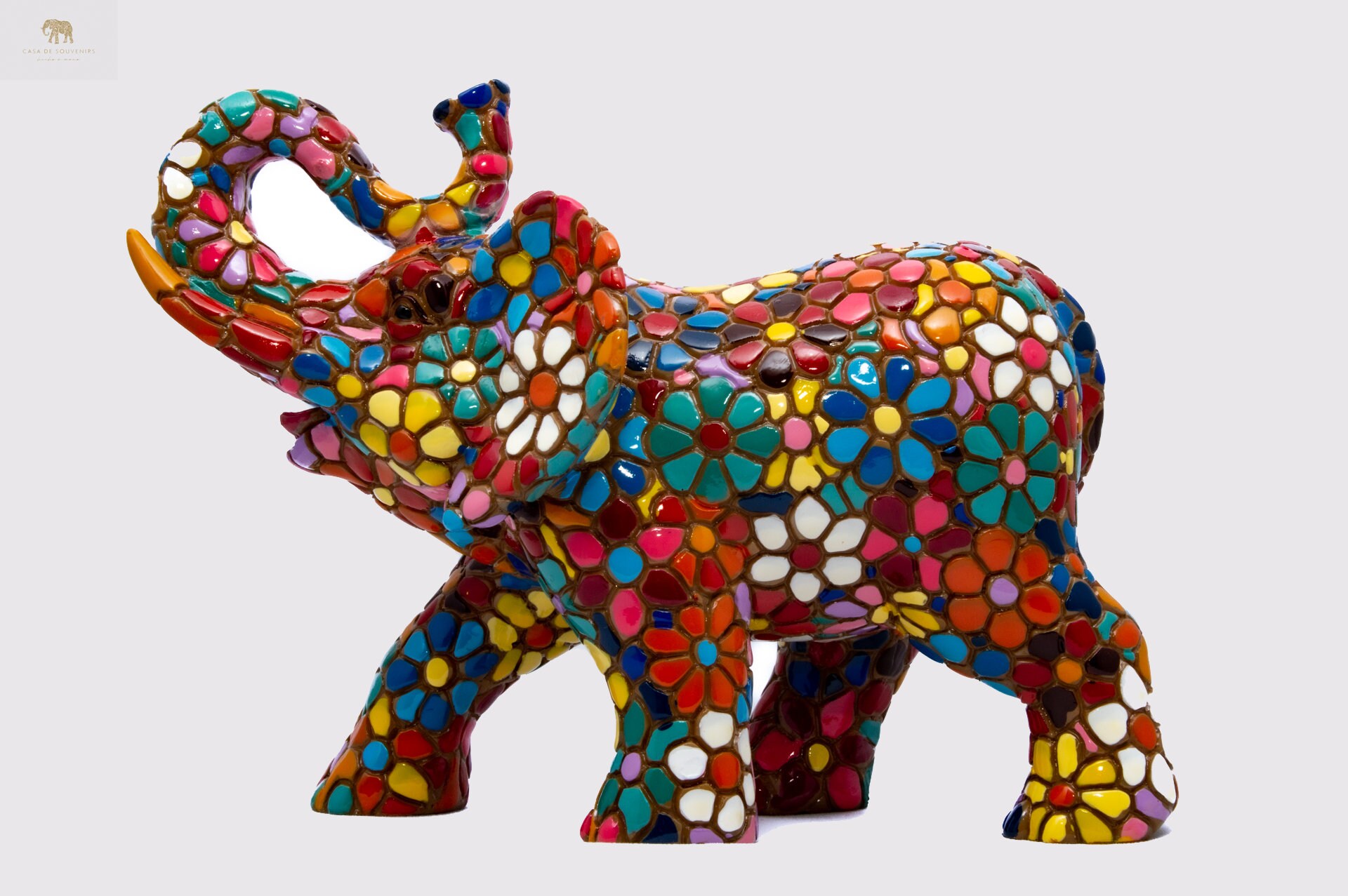 Flower Colors Elephant Statue Made With Marble Dust and With Enamel. It ...