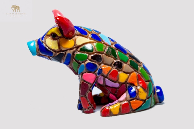 Red and Blue Pig Pig Figurine Pig Statue Decorative Pig - Etsy