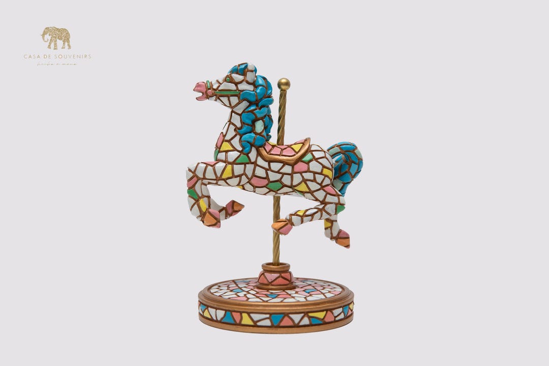 Handmade Mix Colours Mosaic Carousel Stand Statue Made With Marble Dust ...