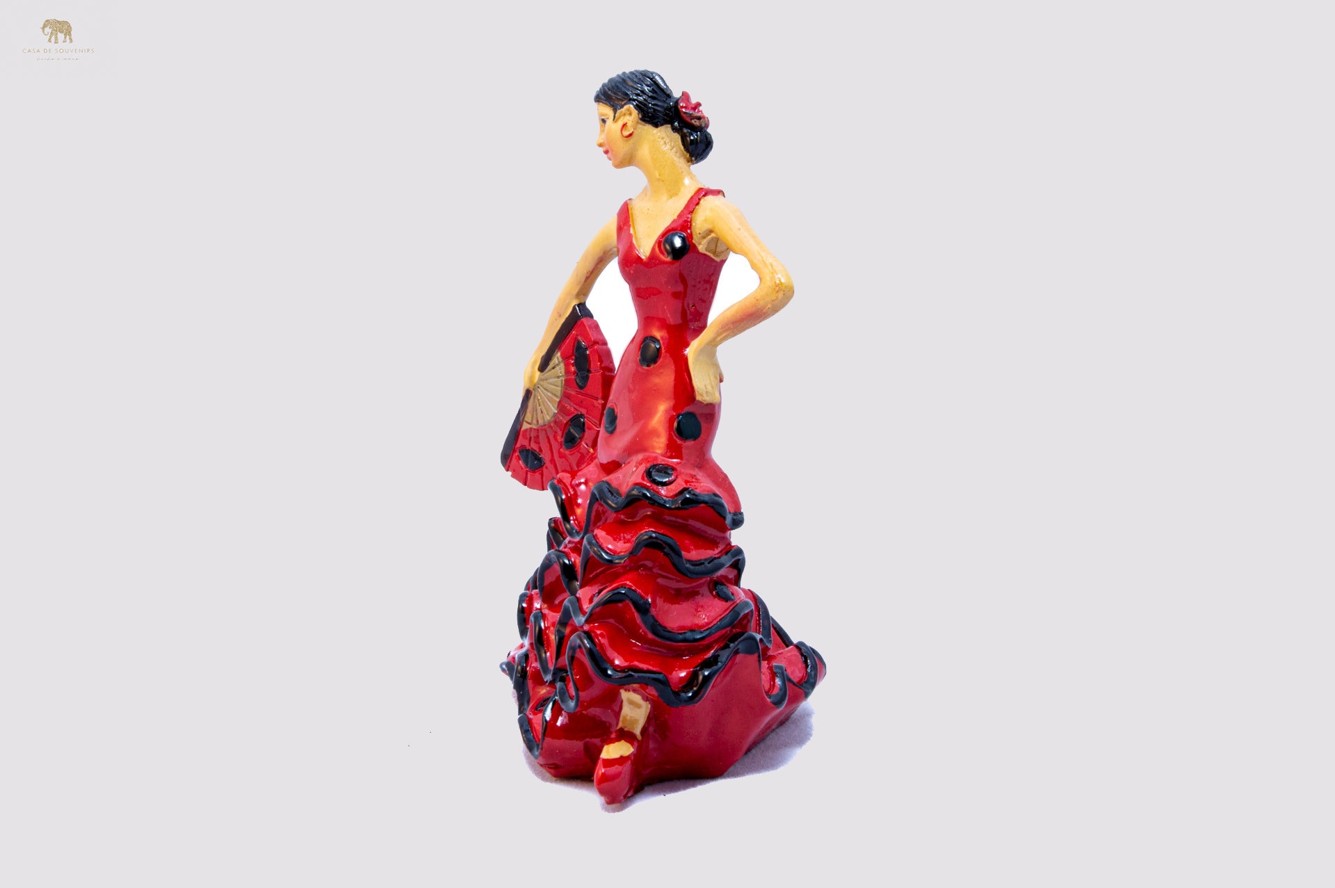 Spanish Red Flamenco Dancer With Fan Down, Figurine Hand Painted and ...