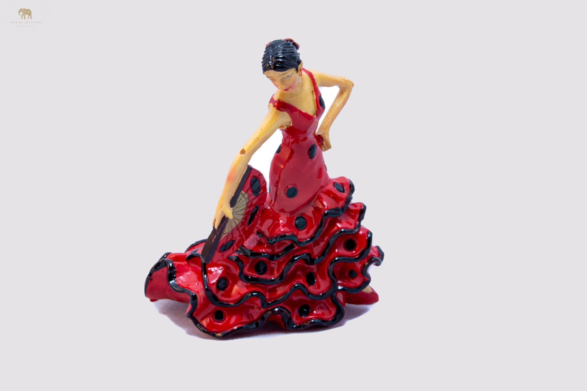 Spanish Red Flamenco Dancer With Fan Down, Figurine Hand Painted and ...