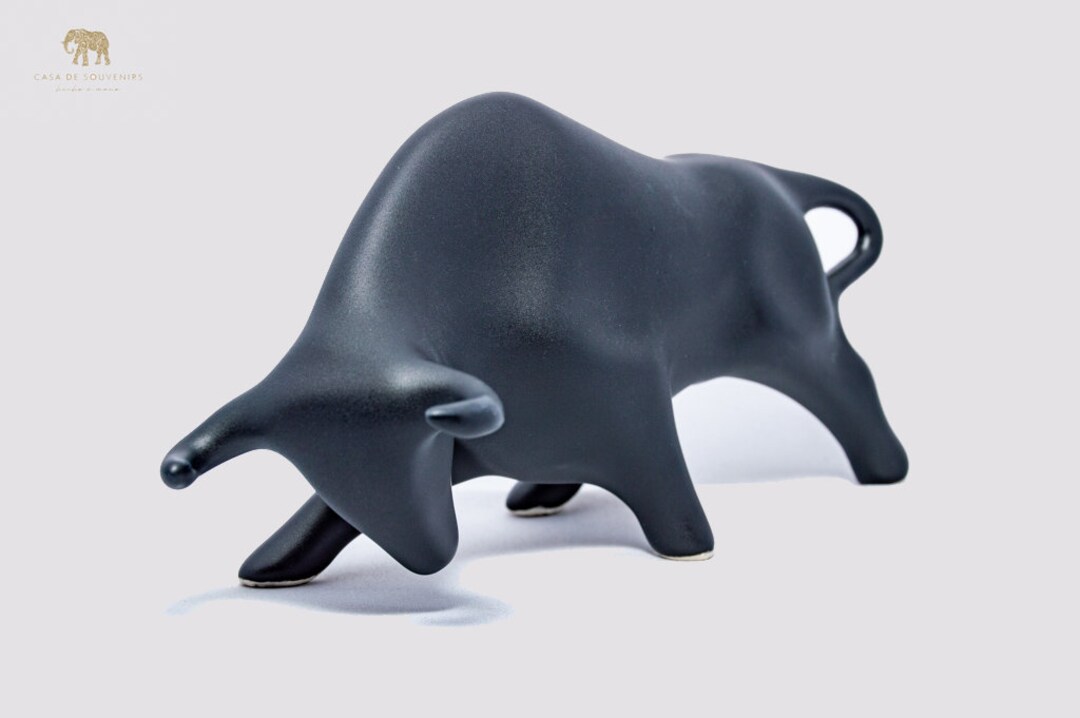 Black Porcelain Bull Statue Made With Porcelain Dust and With Enamel ...