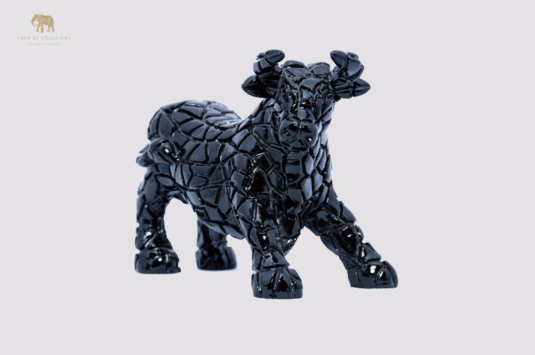 Mosaic Black Bull Statue Made With Marble Dust and With Enamel. It's ...