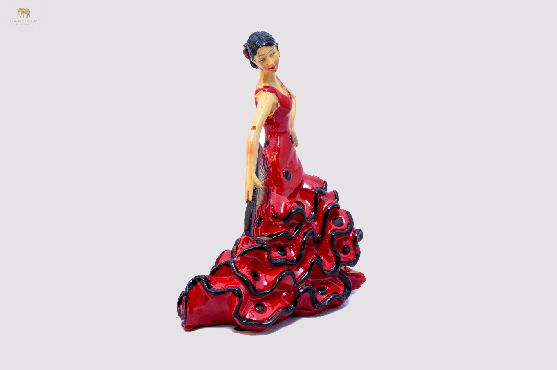 Spanish Red Flamenco Dancer With Fan Down, Figurine Hand Painted and ...