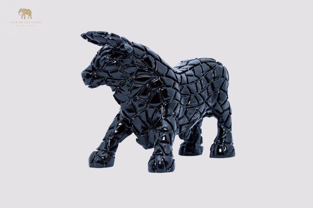 Mosaic Black Bull Statue Made With Marble Dust and With - Etsy