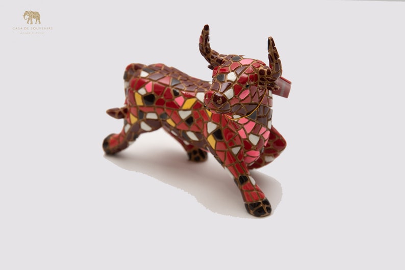 Mosaic Red Bull Statue Made With Marble Dust and With Enamel. - Etsy