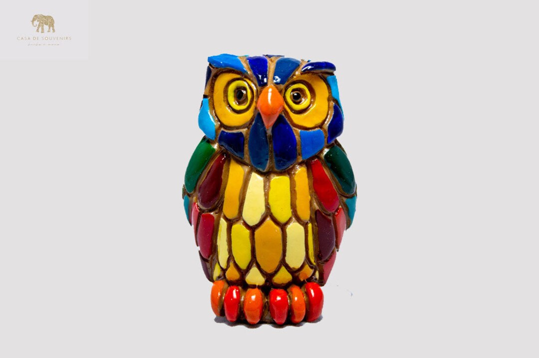 Red and Blue Owl 7(CM), Owl Figurine, Owl Statue, Decorative Owl, Owl ...