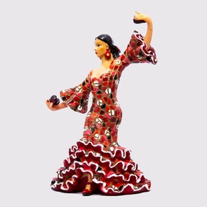 Mosaic Spanish Flamenco Dancer Red and Blue Statue Made With Marble ...