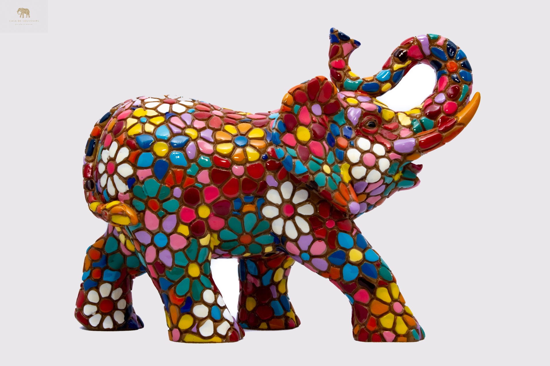 Flower Colors Elephant Statue Made With Marble Dust and With Enamel. It ...