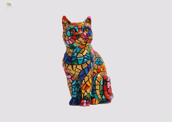 Golden Cat Statue Made With Marble Dust and With Enamel. | Etsy