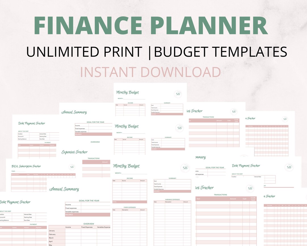 Printable Finance Planner | Budget Planner Templates | Monthly Budget ...