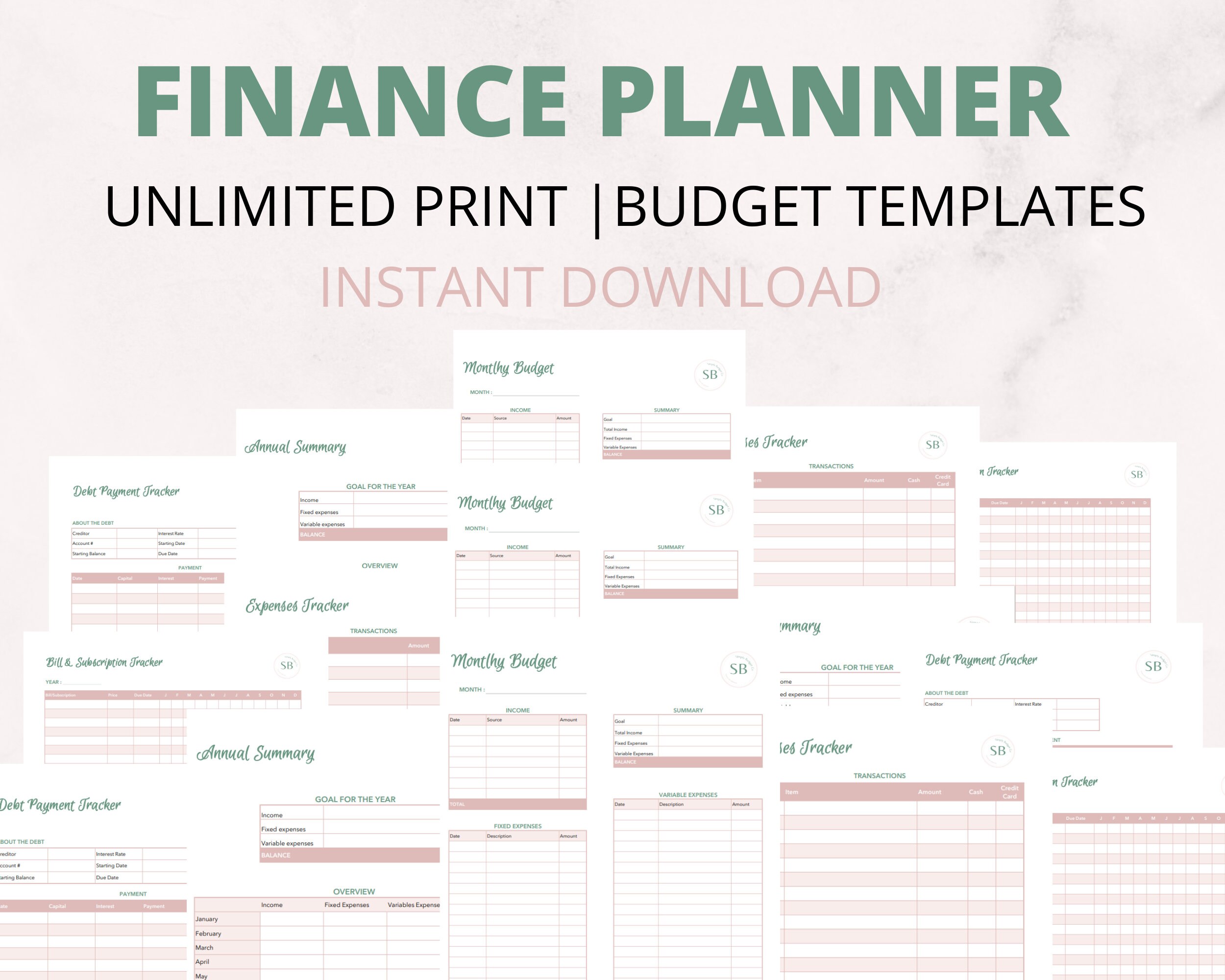 Printable Finance Planner Budget Planner Templates Monthly Budget Debt ...
