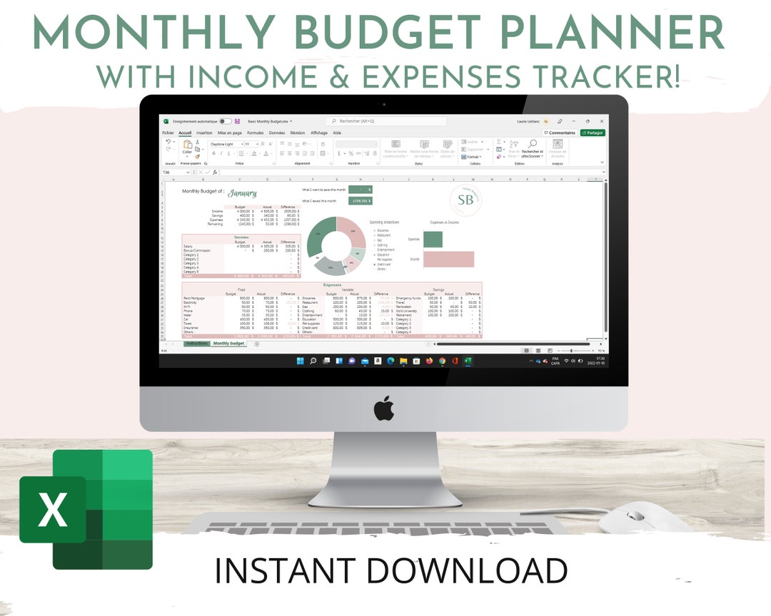 Automated Monthly Budget | Transaction Tracker | Excel Spreadsheet ...