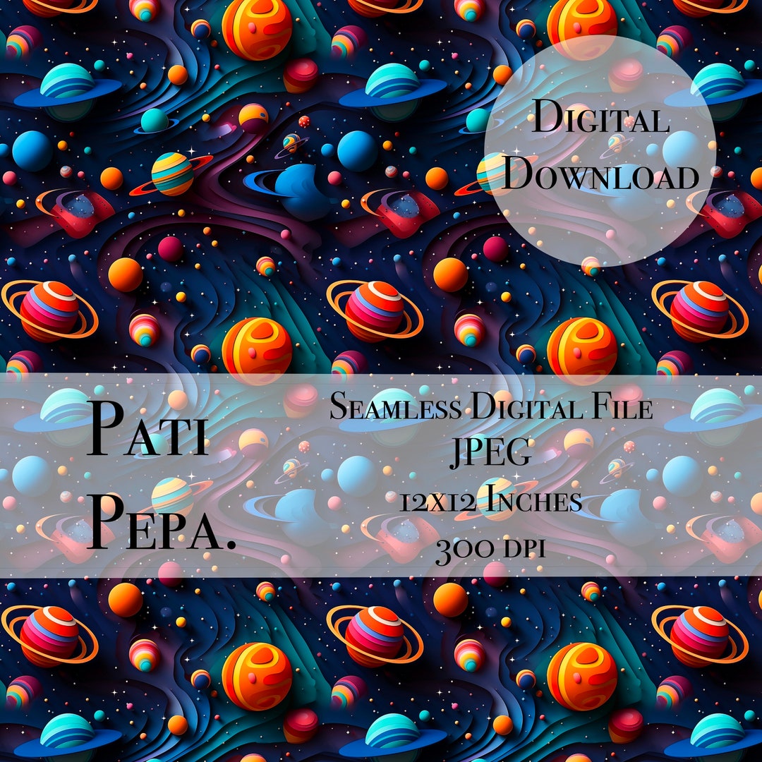 3D Paper Cut Space Seamless Pattern Repeating File for Sublimation ...