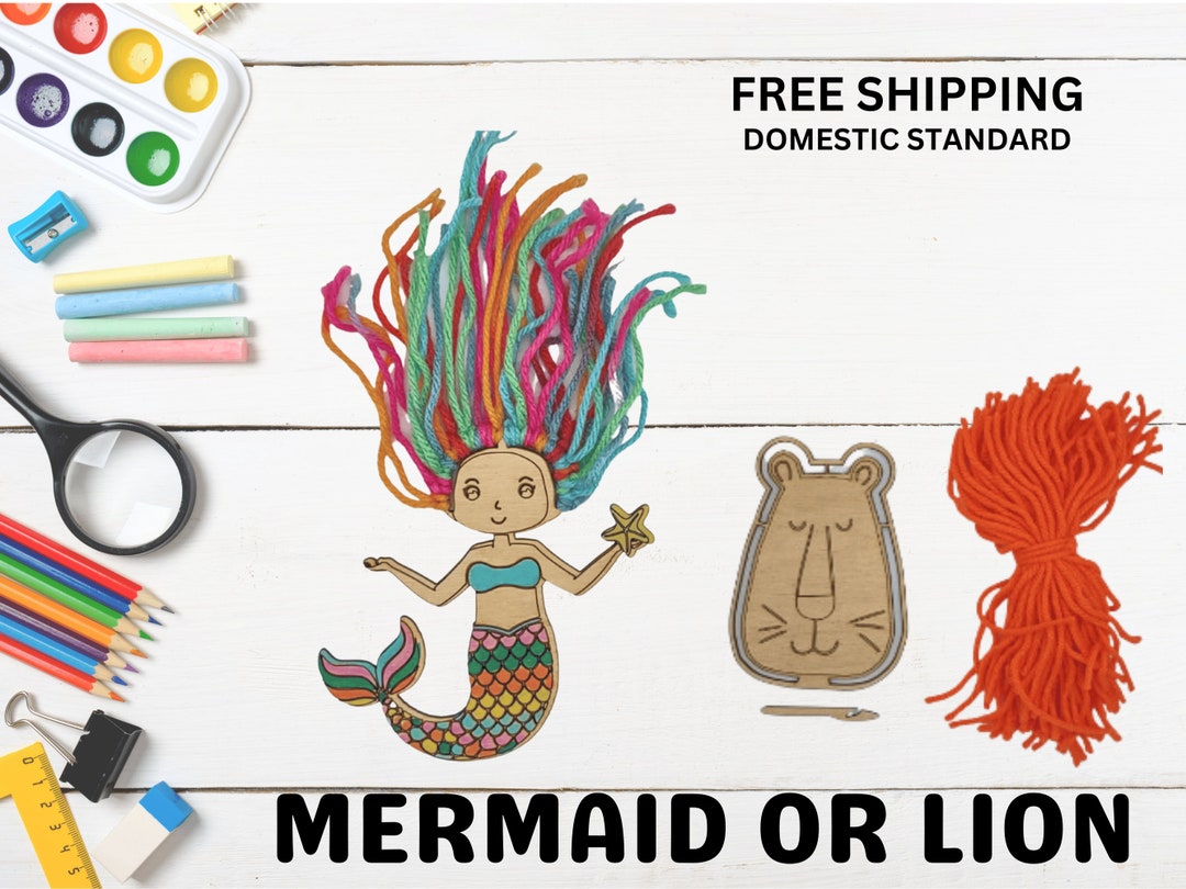Kids Craft Kit | Yarn Craft Kit | Mermaid Yarn Kit | Lion Yarn Kit ...