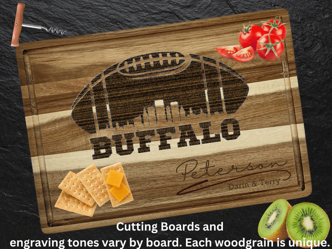 Personalized Buffalo Football Cutting Board: Acacia Wood Super Bowl ...