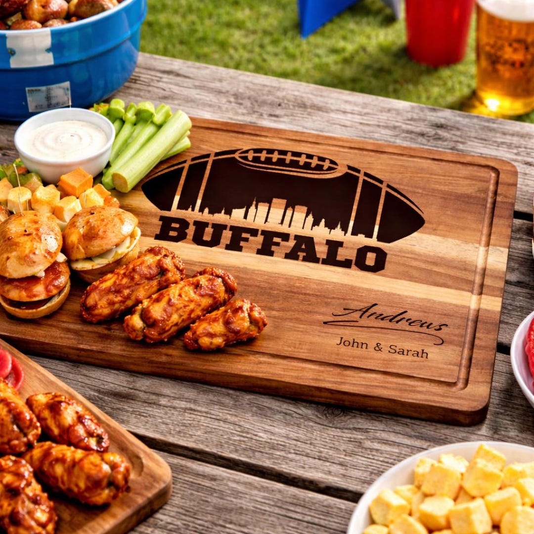 Buffalo Football Cutting Board for Tailgating – Personalized Game Day ...