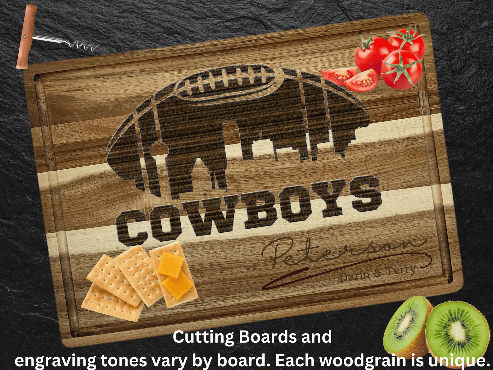 Personalized Dallas Football Cutting Board: Acacia Wood Super Bowl ...