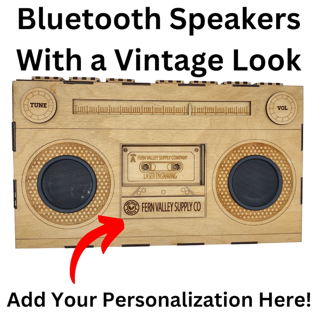 Personalized Bluetooth Speaker | Vintage Boombox Speaker | Retro Wooden ...