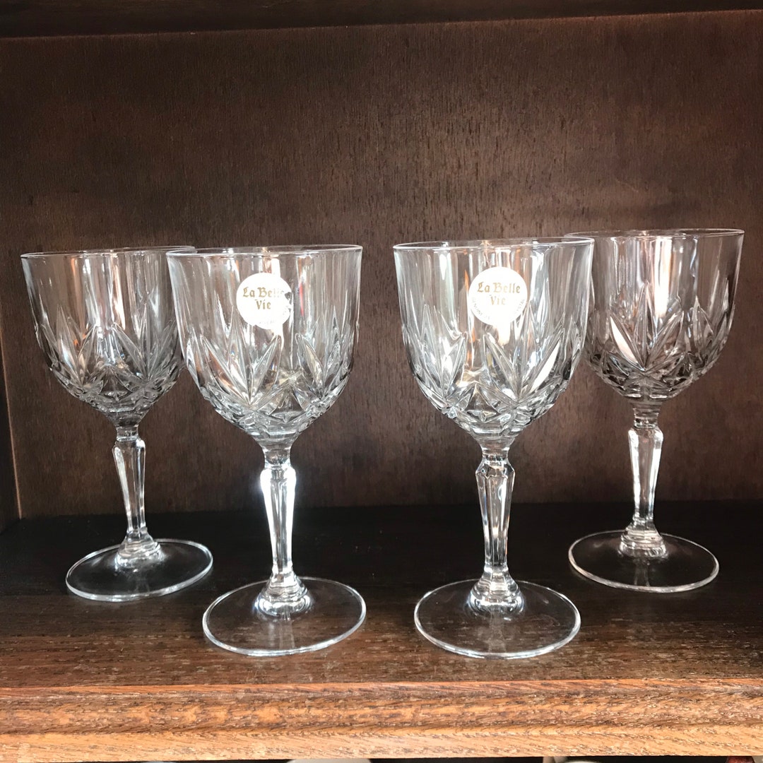 2 X Vintage French Crystal Wine Glasses la Belle Vie - Etsy