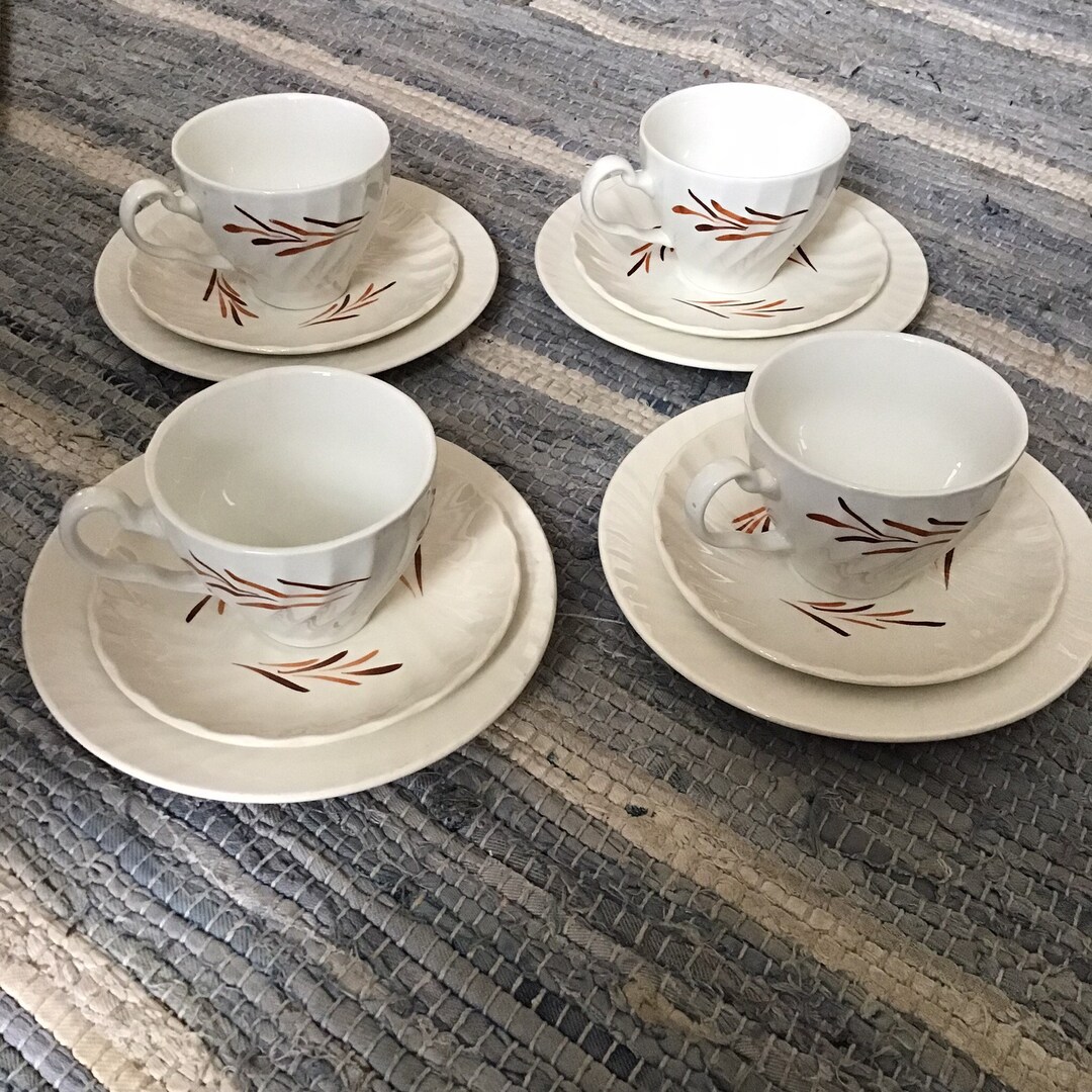 Vintage Barratts Tea Set: 12-piece Tan & Brown China - Etsy